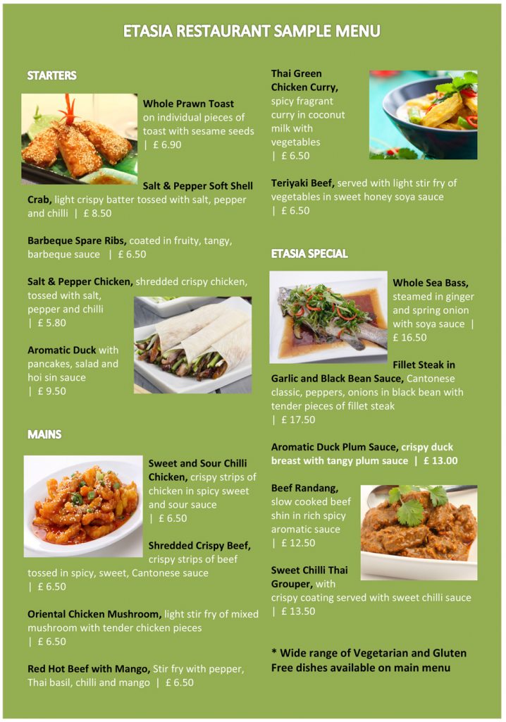 Sample Menu Menu Template